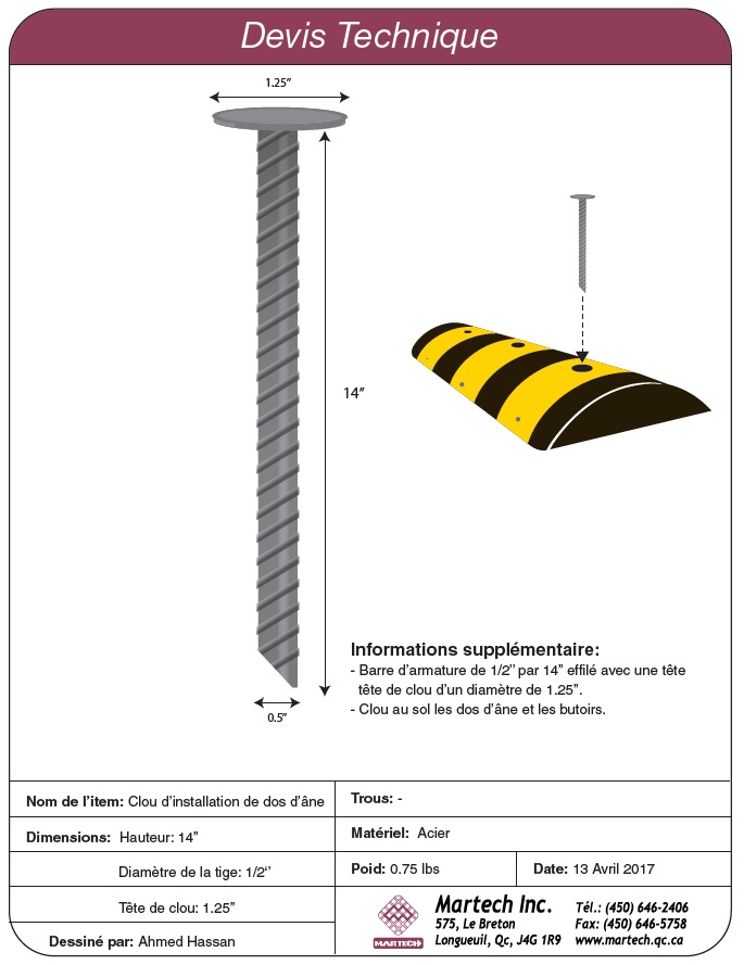 Dos d'âne Martech en caoutchouc recyclé